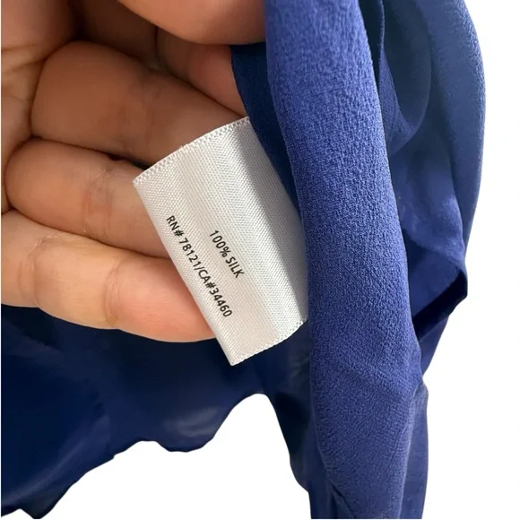 Eileen Fisher Medium Petite 100% Silk Tunic Long Top Sapphire Blue ...